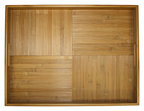 Simply Bamboo Brown Ribbed Rectangle Bamboo Serving Tray - 20"
